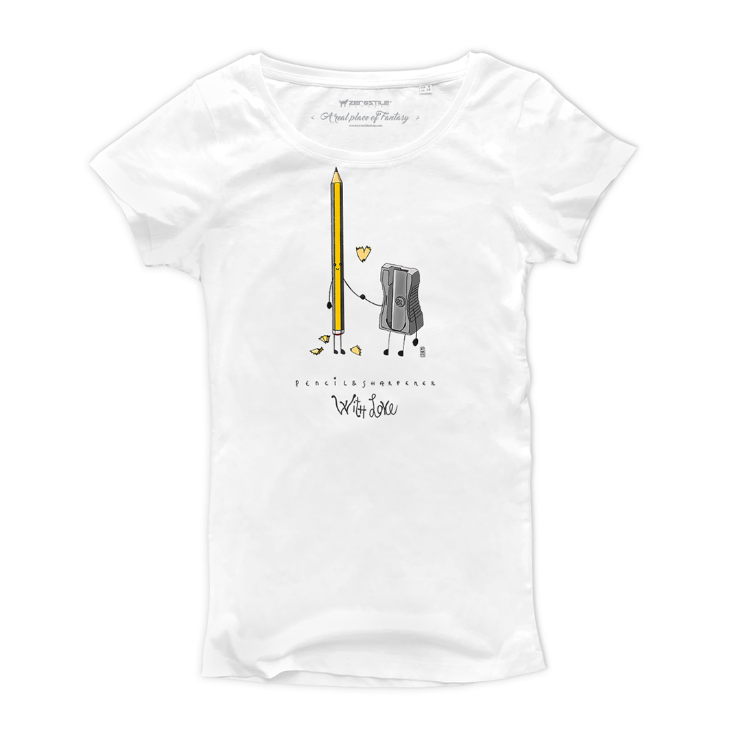 T Shirt donna - Pencil & Sharpener - With Love – Zerostile Factory